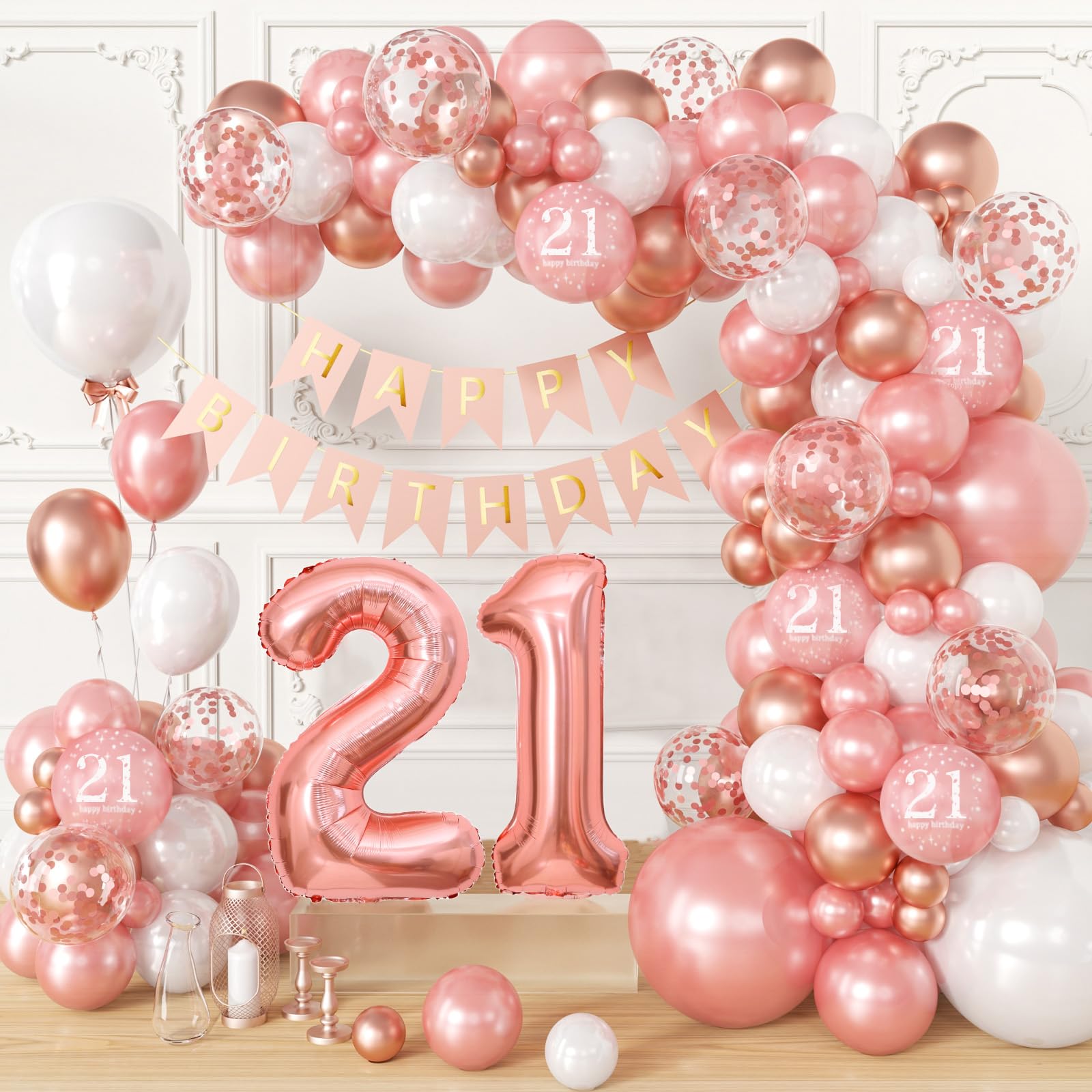 Amazon.com: Sllyfo 100pcs 21st Birthday Decorations for Her, 21st ...