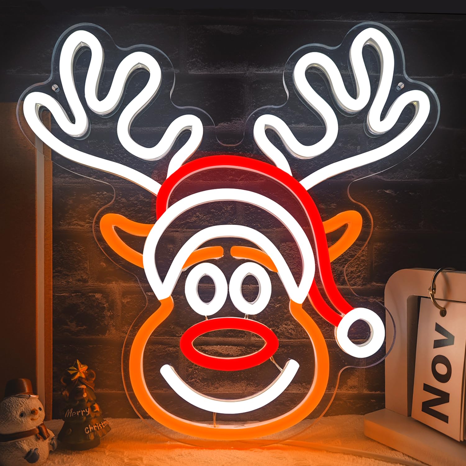 Amazon.com: kzjspn Christmas elk neon sign for wall decoration ...