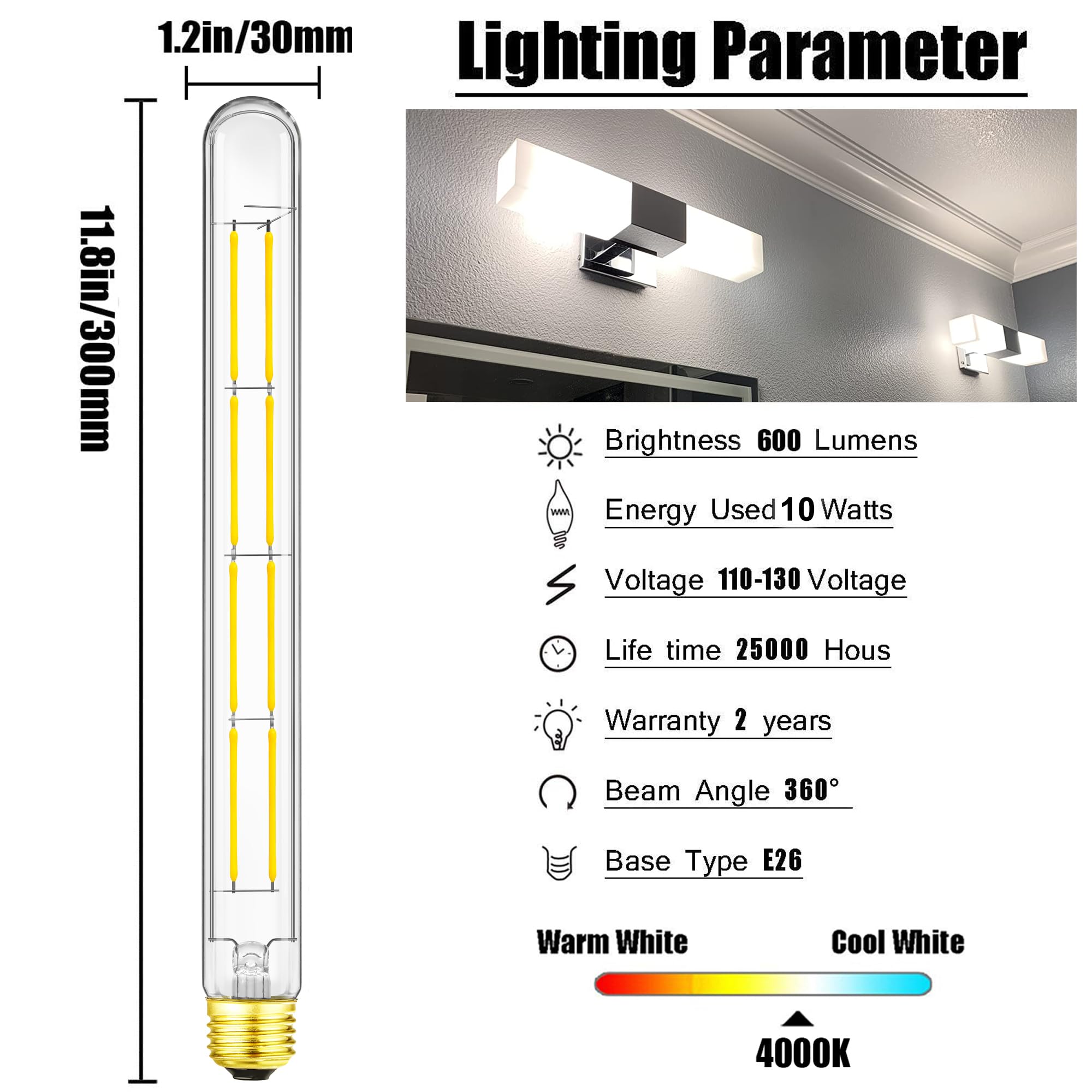 Snapklik.com : XININSUN T300 Led Bulb, 11.8 Inch Long Tubular Led Light ...