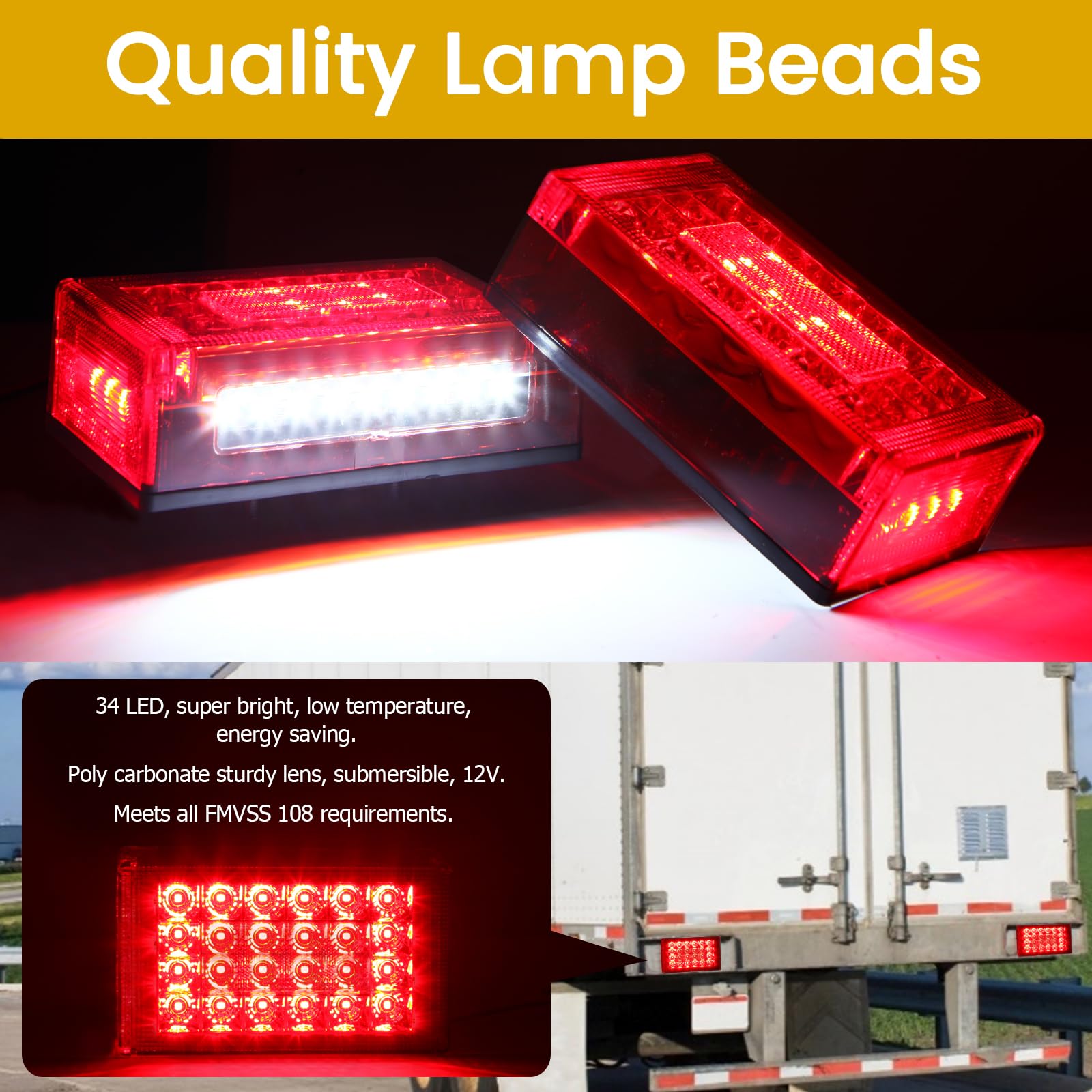 Snapklik.com : 6 Inch Trailer Lights LED Kit, Submersible LED Boat ...