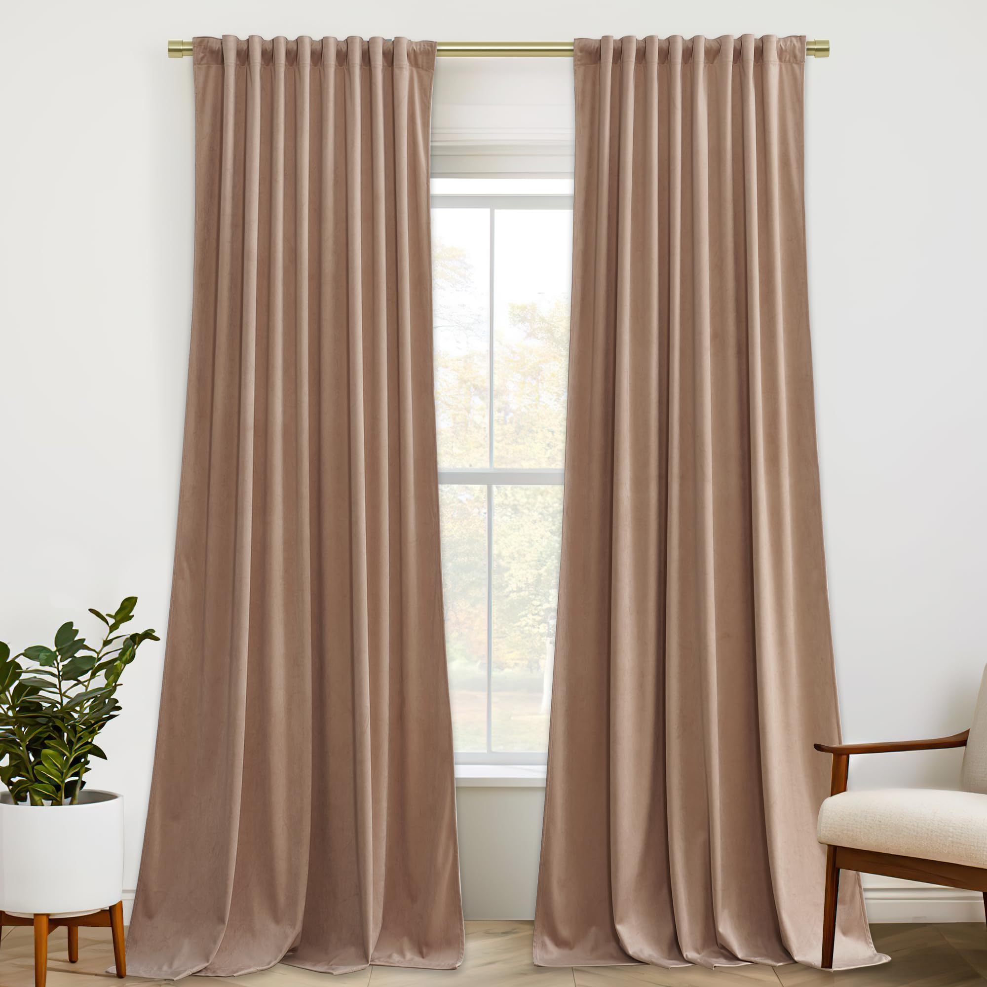 StangH Nursery Bedroom Curtains 96 inches Long, Blush Beige Soft Room ...