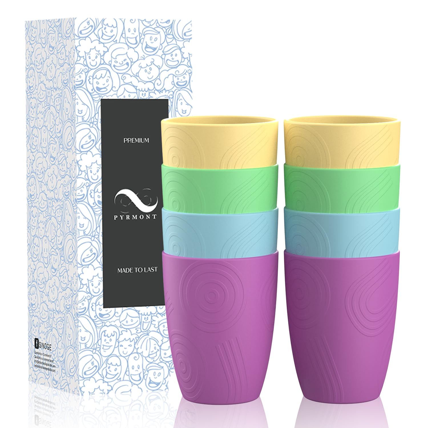 Amazon.com | PYRMONT Drinking Cups Wheat Straw Cups Set of 8, Plastic ...