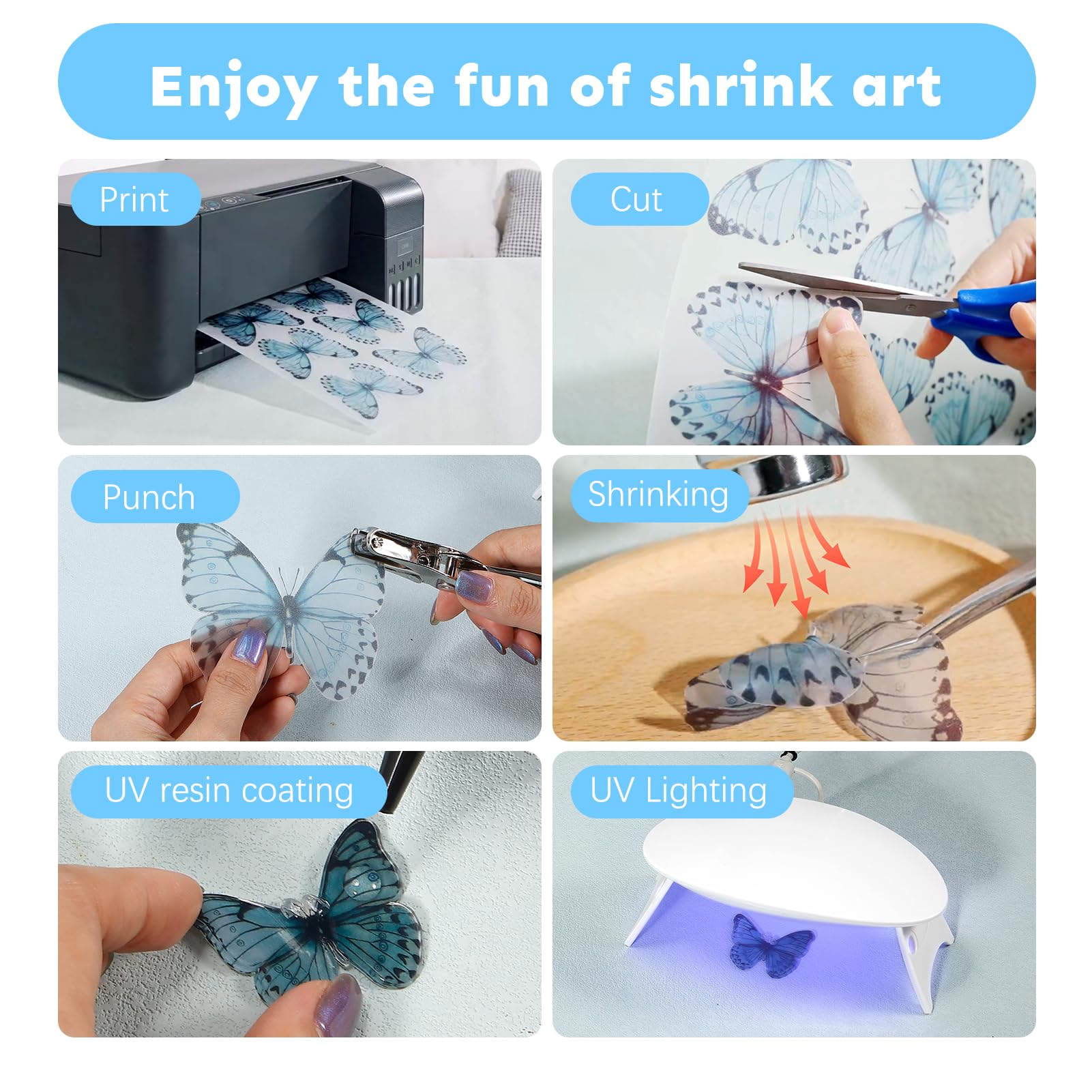 Snapklik.com : Printable Shrink Plastic Sheet Kit, Include Heat Gun, UV ...