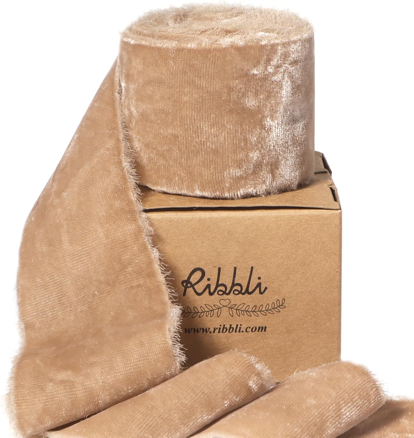 Amazon.com: Ribbli Camel Velvet Ribbon 2 Inch Handmade Frayed Vintage ...
