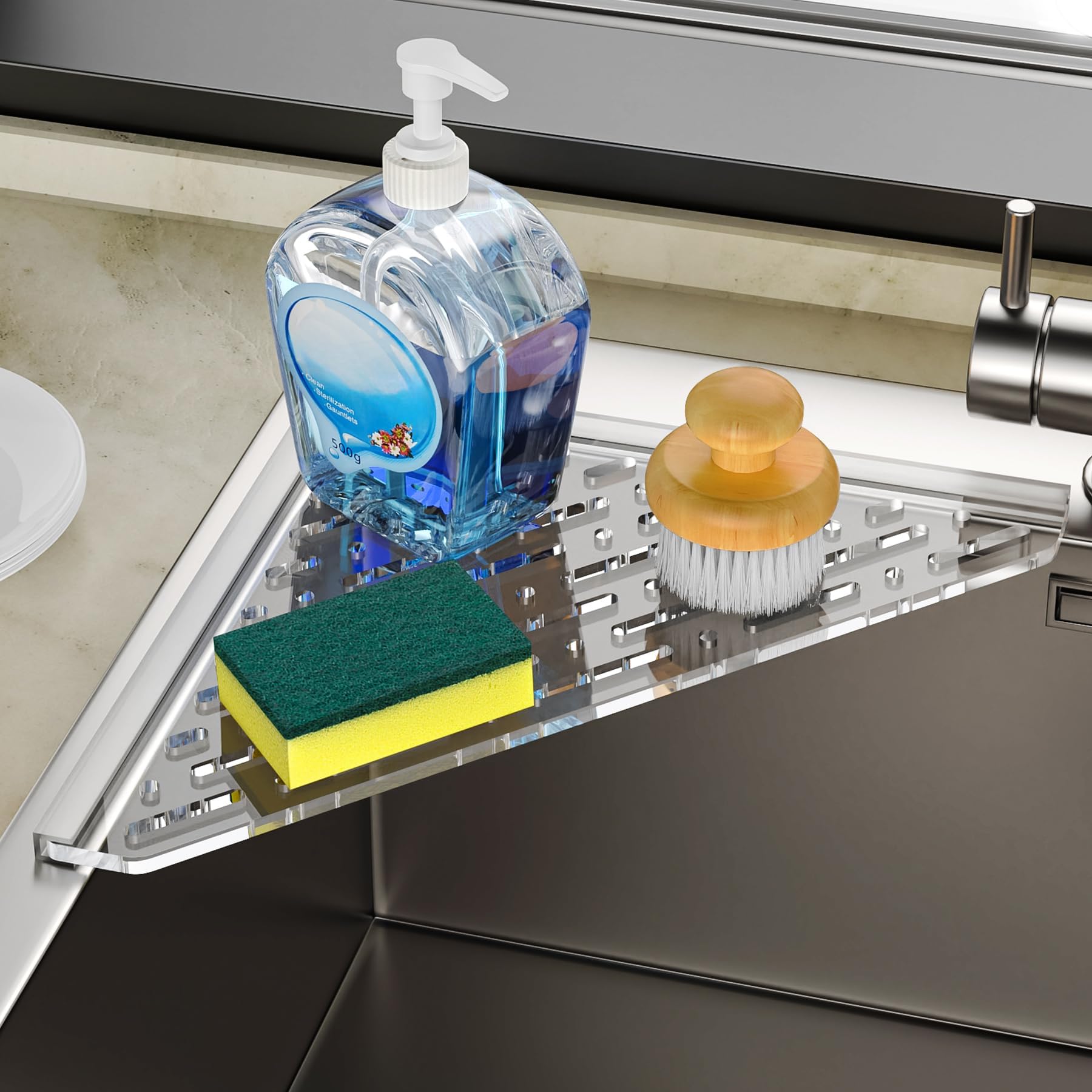 Amazon.com - NiHome Clear Acrylic Sink Corner Rack, Space-Saving ...