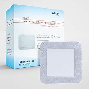 Amazon.com: Areza Medical - Bordered Gauze Island Dressing - Wound Dressing - Latex Free ...