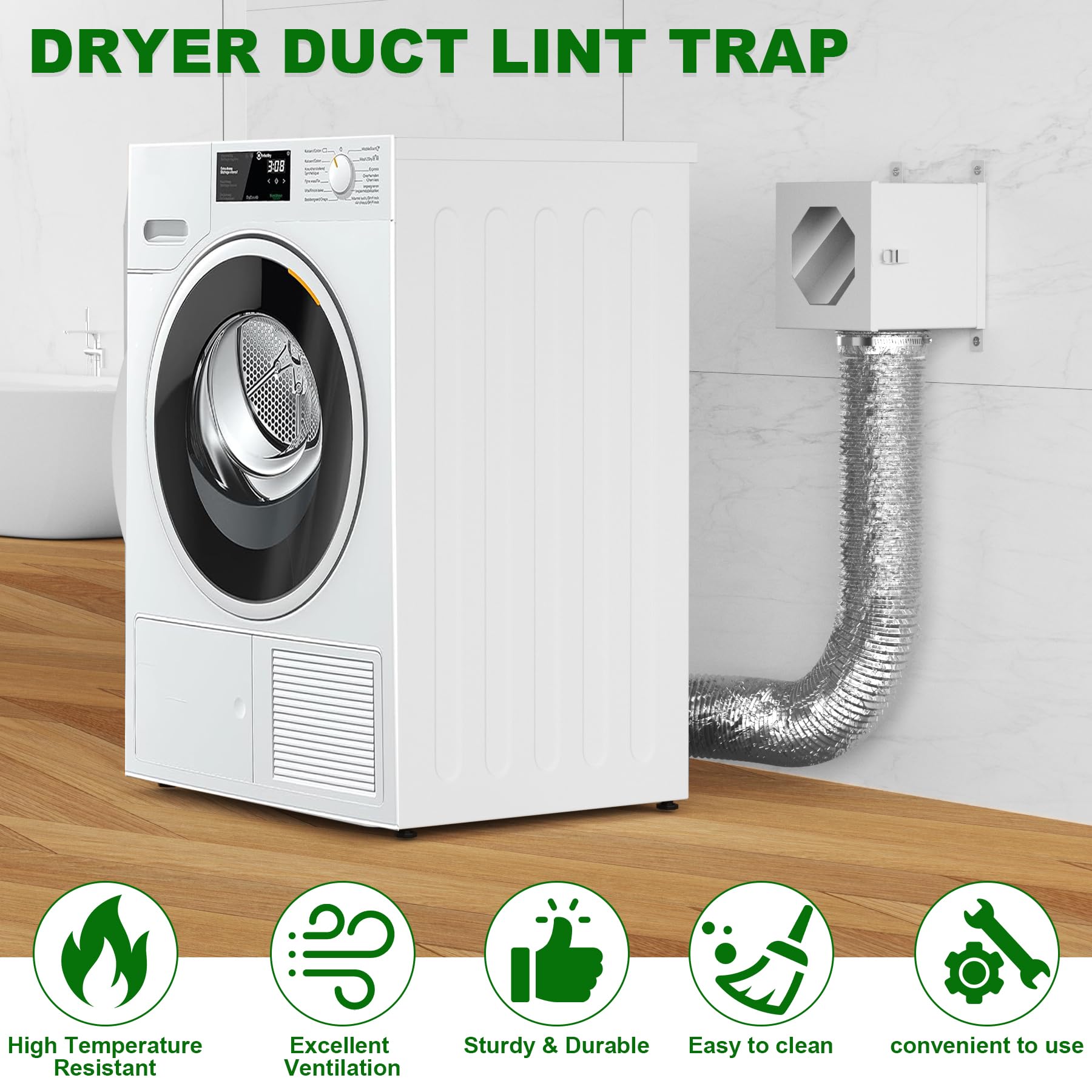 Snapklik.com : Metal Dryer Duct Lint Trap, Indoor Dryer Vent Kit