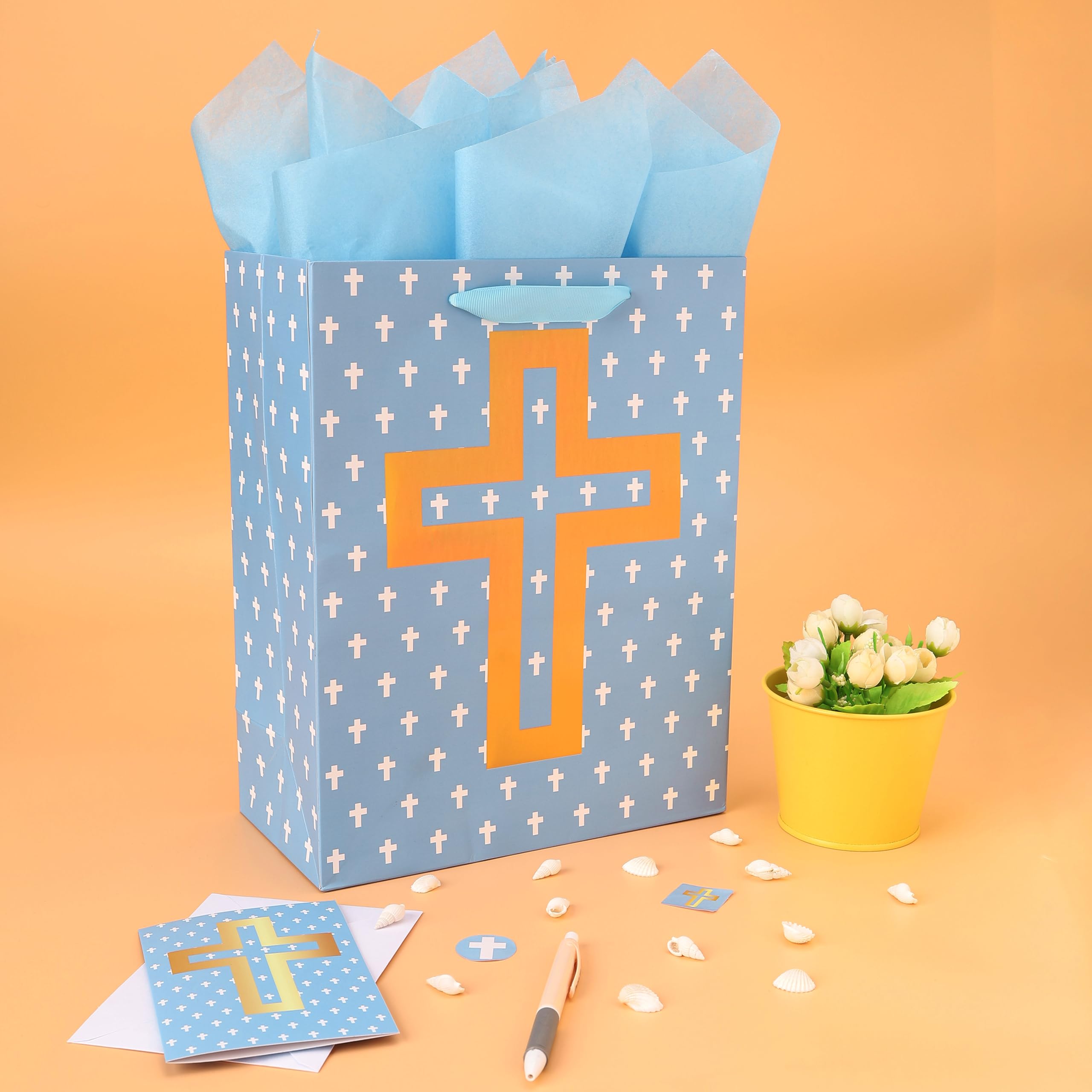 First Communion Gifts 13 Large Blue Gift Bags With Cards & Tissue ...