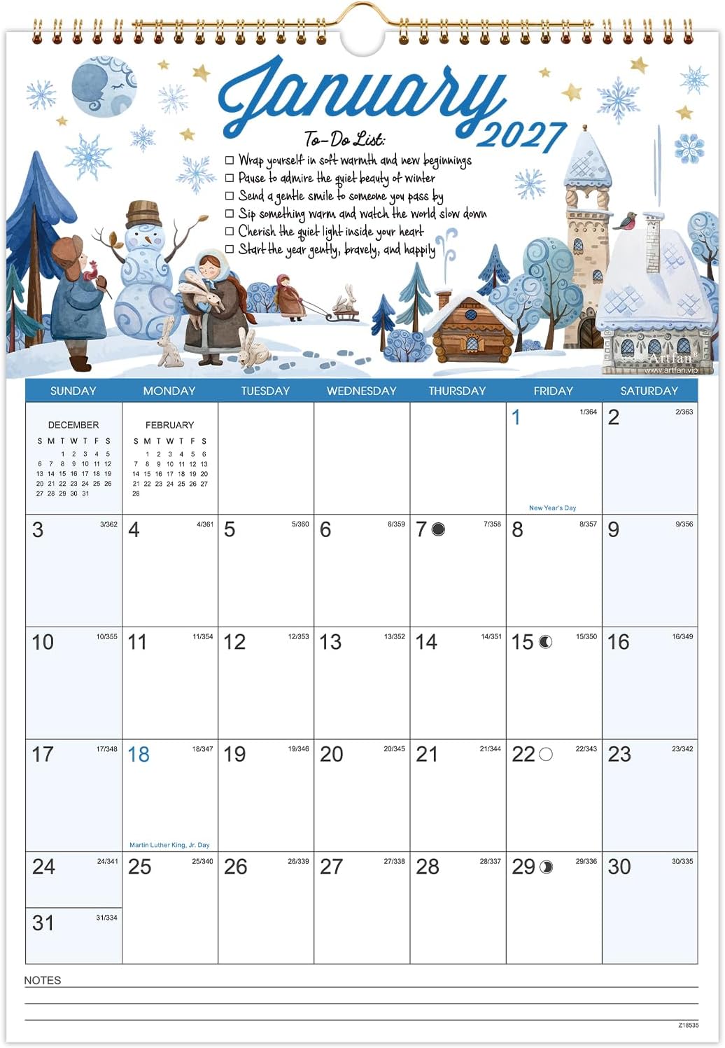 Amazon.com: Artfan 2027 Calendar - 2027 Wall Calendar, JAN 2027 - DEC ...