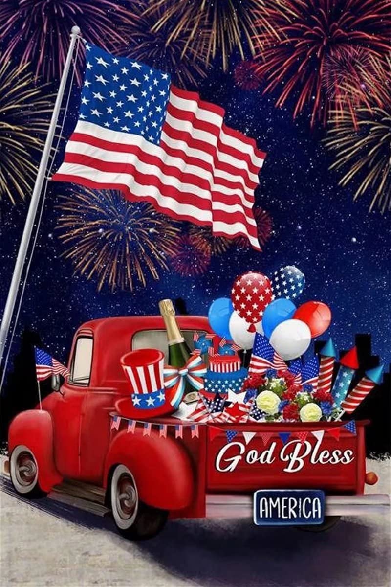 Amazon.com: 1000 Piece Adult Jigsaw Puzzles Happy Red Truck 4th July ...