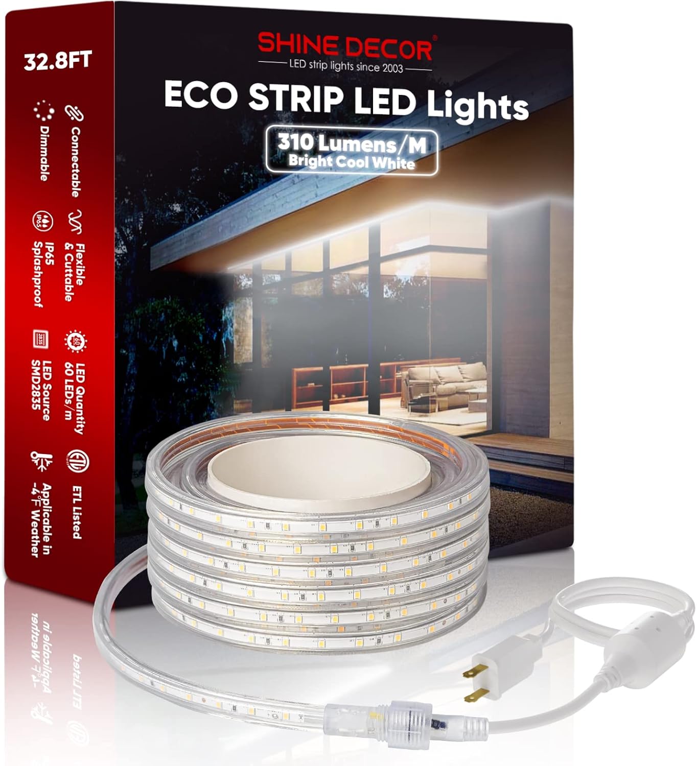 Amazon.com: Shine Decor AC 120V ECO LED Strip Lights 6000K Cool White ...