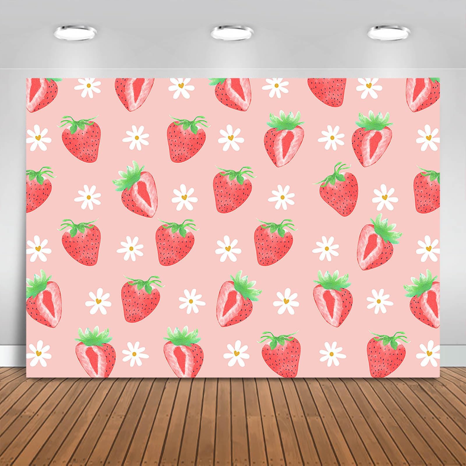 Amazon.com : Fitumiw Strawberry Backdrop 7x5ft Sweet Pink Strawberry Baby Shower Birthday ...