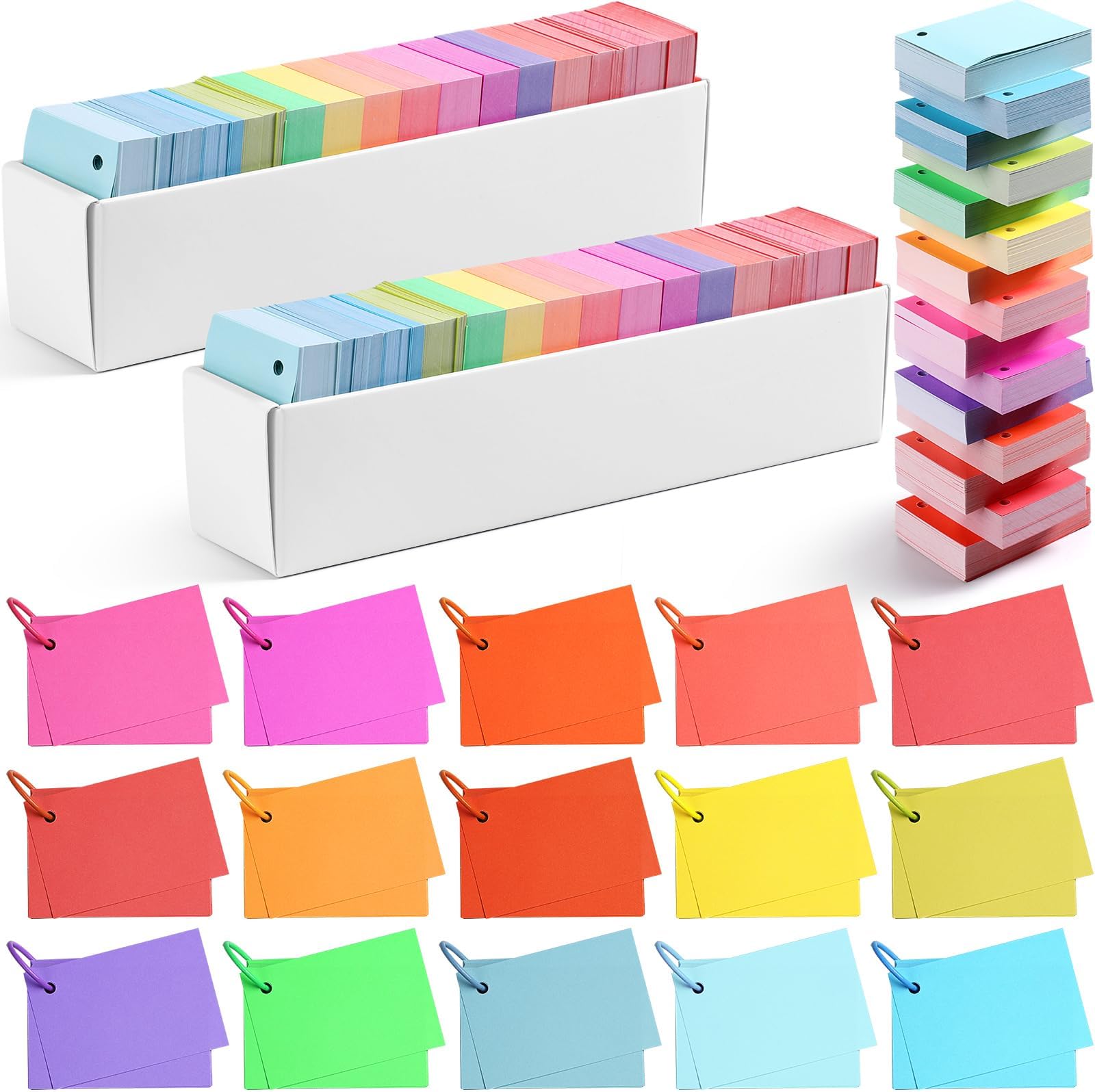 Amazon.com : Ctosree 3000 Pcs Colorful Index Cards 2" x 3" Flash Cards ...