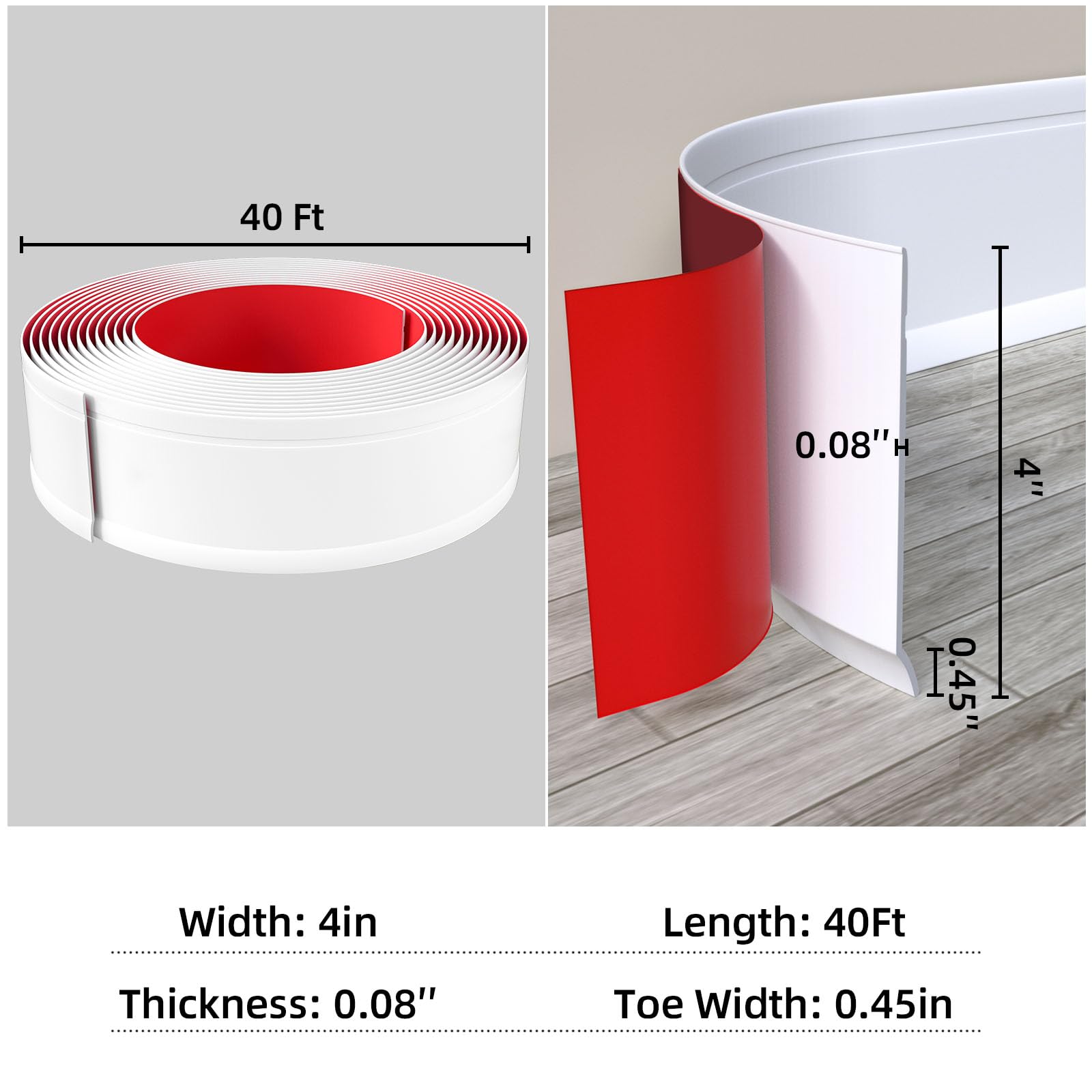 Snapklik.com : Pluden Flexible Baseboard Molding Trim, 4 Inch(W) X 40 ...