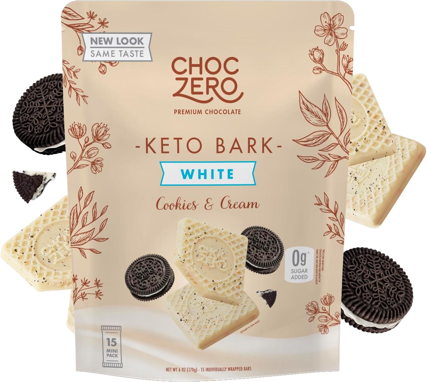 Amazon.com: ChocZero White Chocolate Cookies and Cream Keto Bark, 6OZ ...