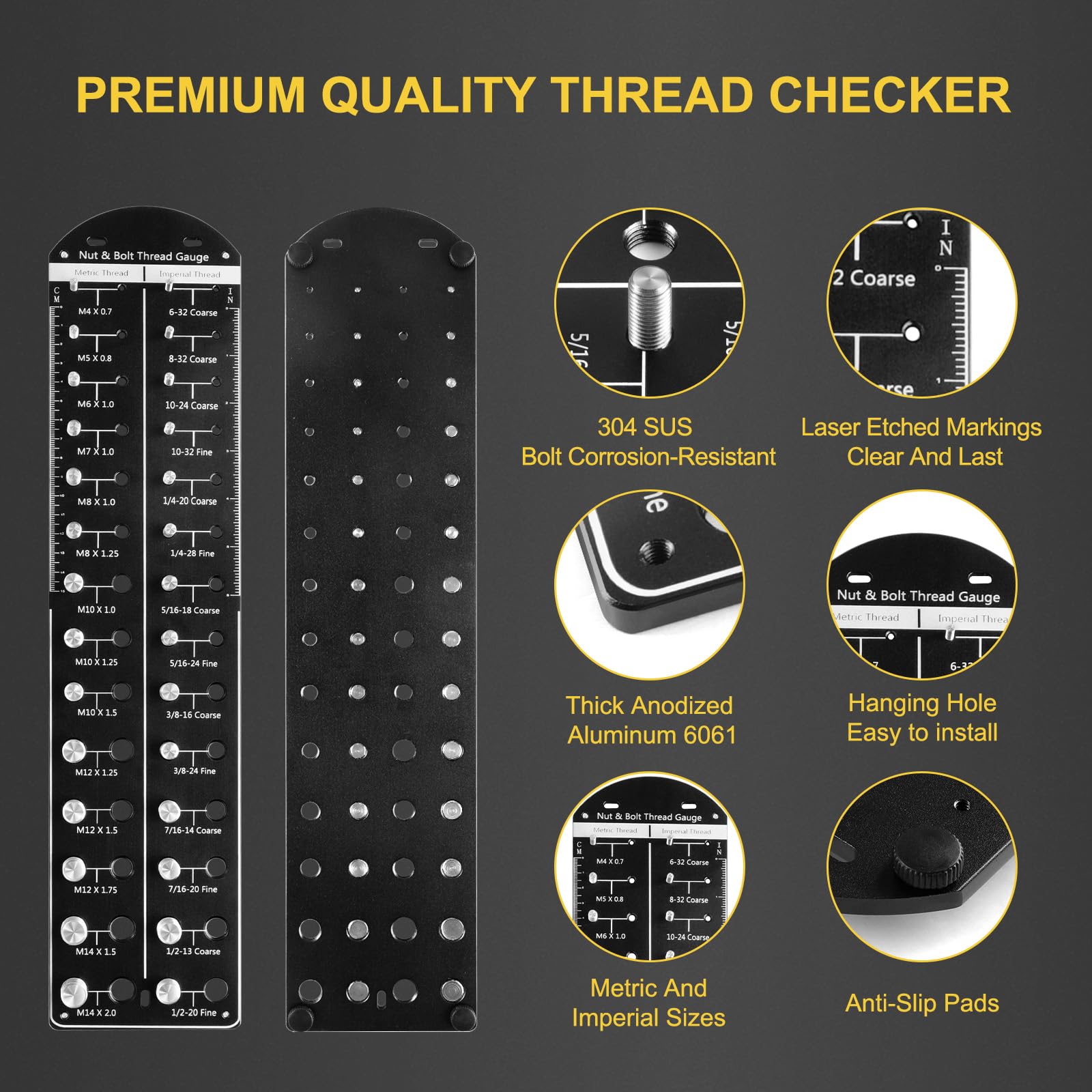 Snapklik.com : Upgrade Nut And Bolt Thread Checker, Premium Solid ...