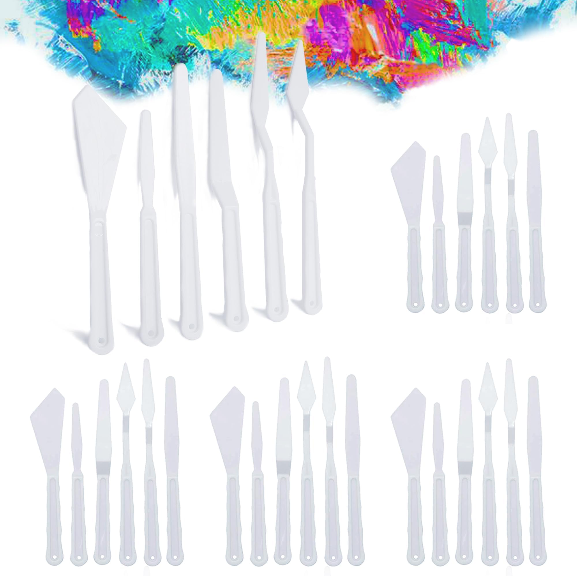 Penta Angel Lot de 6 spatules de peinture en plastique blanc pour ...