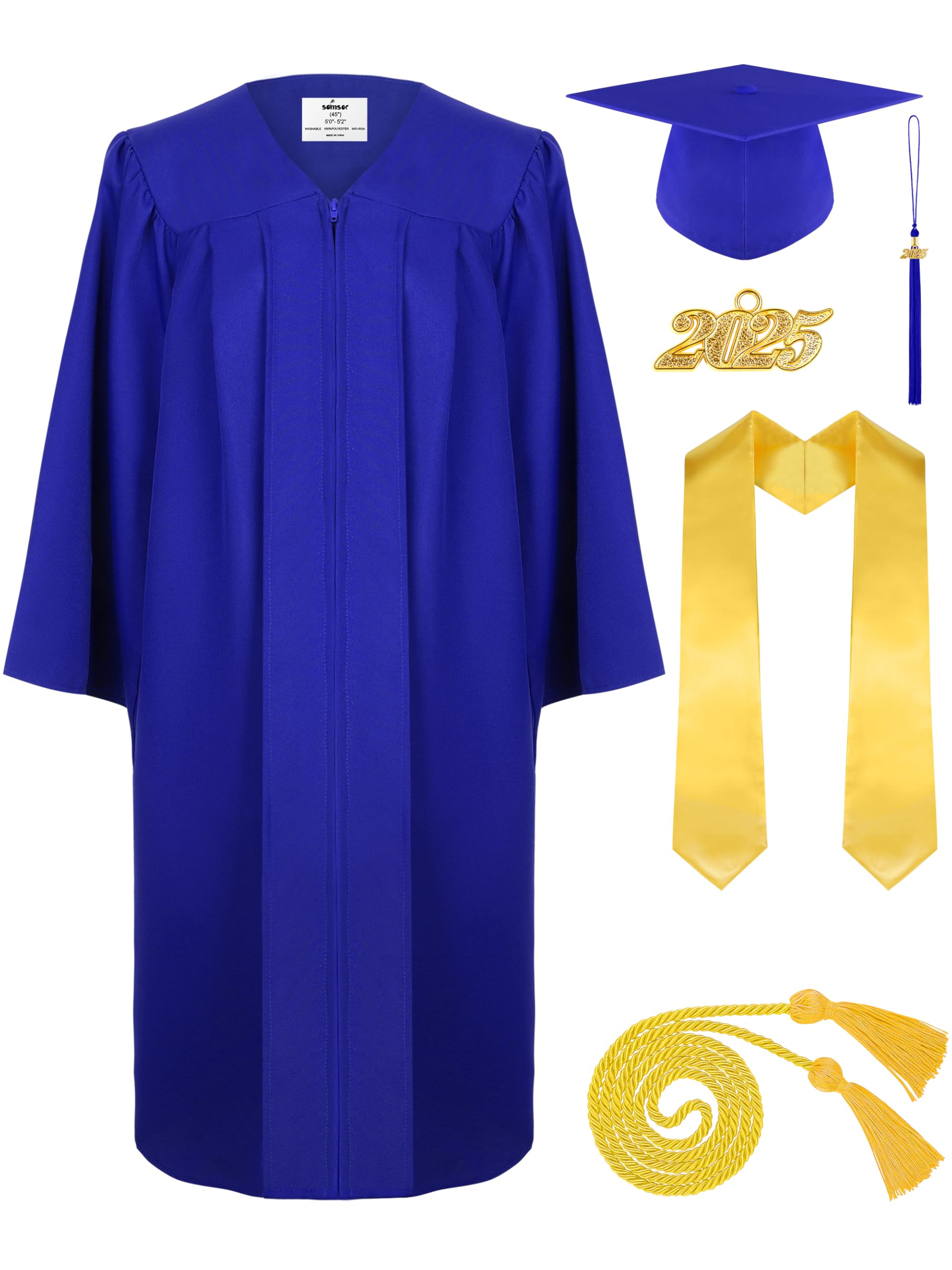 Snapklik.com : SOMSOC 5 Pieces Adults Matte Graduation Gown Cap Set
