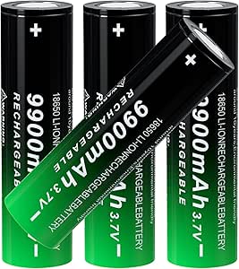 Amazon.com: ORJAHDKUL 18650 Rechargeable Battery 9900mAh 3.7Volt Flat Top 4 Pack Lithium ...