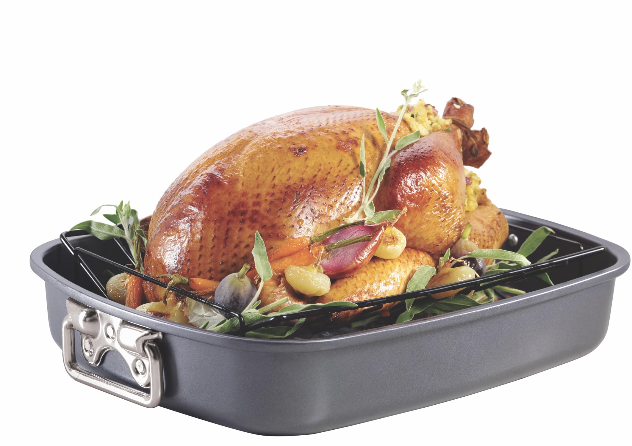 Amazon.com: CHEFMADE Turkey Roasting Pan with V Rack, 17 Inch Deep ...