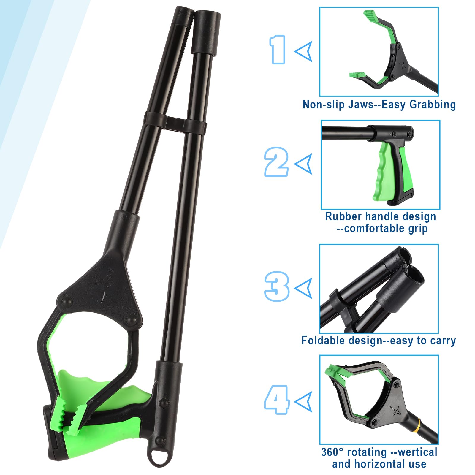 Sunnyray 14 Pcs Grabber Reacher Tool 32 Inch Extra Long Foldable Pick ...