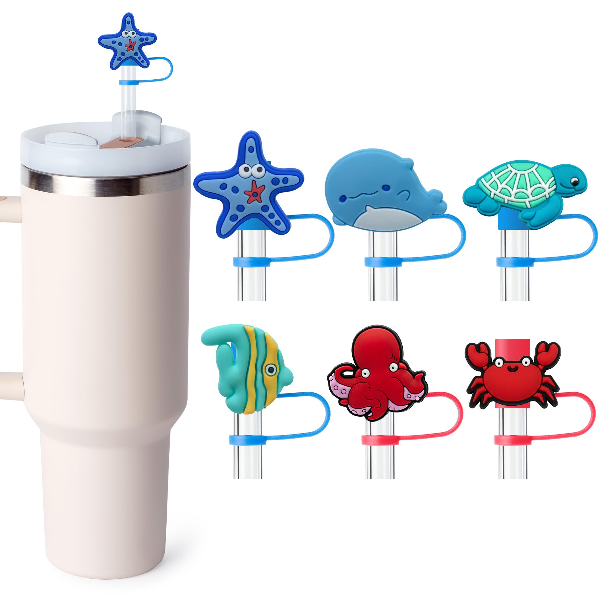 Snapklik.com : Hawaiian Straw Toppers, 6PCS 10mm Ocean Animal Straw ...