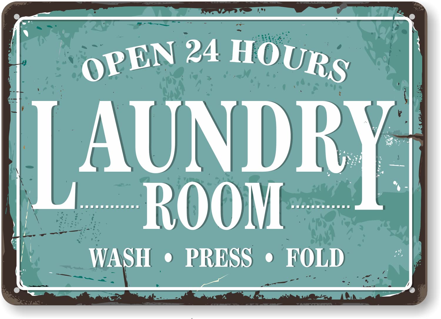 Amazon.com : SmartSign “Open 24 Hours - Wash, Press, Fold” Vintage ...
