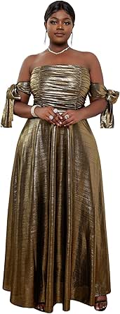 Amazon.com: AOMEI Women's Gold Luxury Metallic Tube Top Ruched High ...