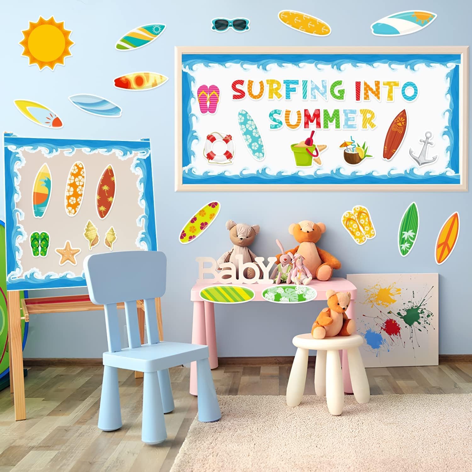 Snapklik.com : Summer Surfboard Bulletin Board Cutouts - 110Pcs Surfing ...