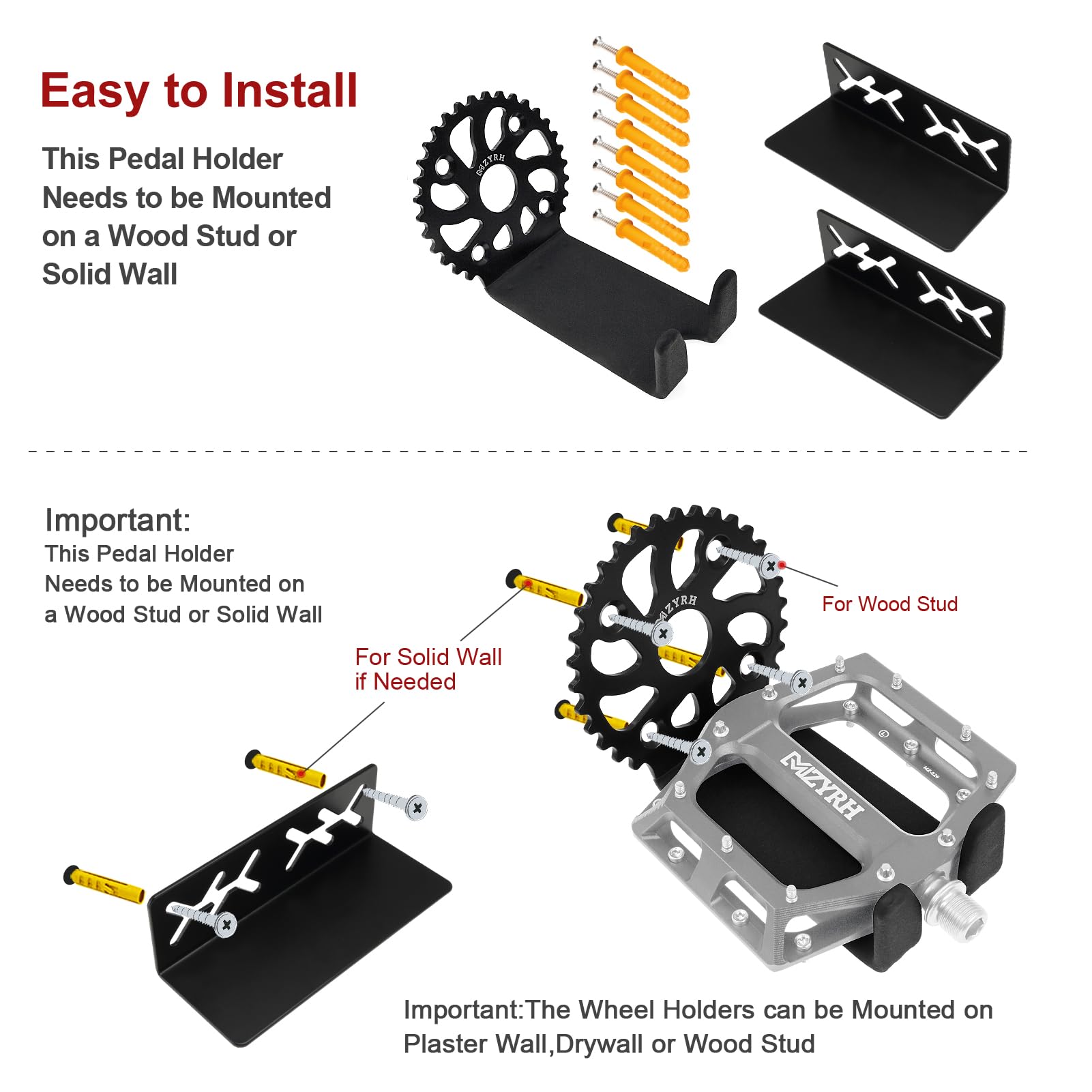 Snapklik.com : MZYRH Bike Wall Mount - Heavy Duty Bicycle Hanger For ...