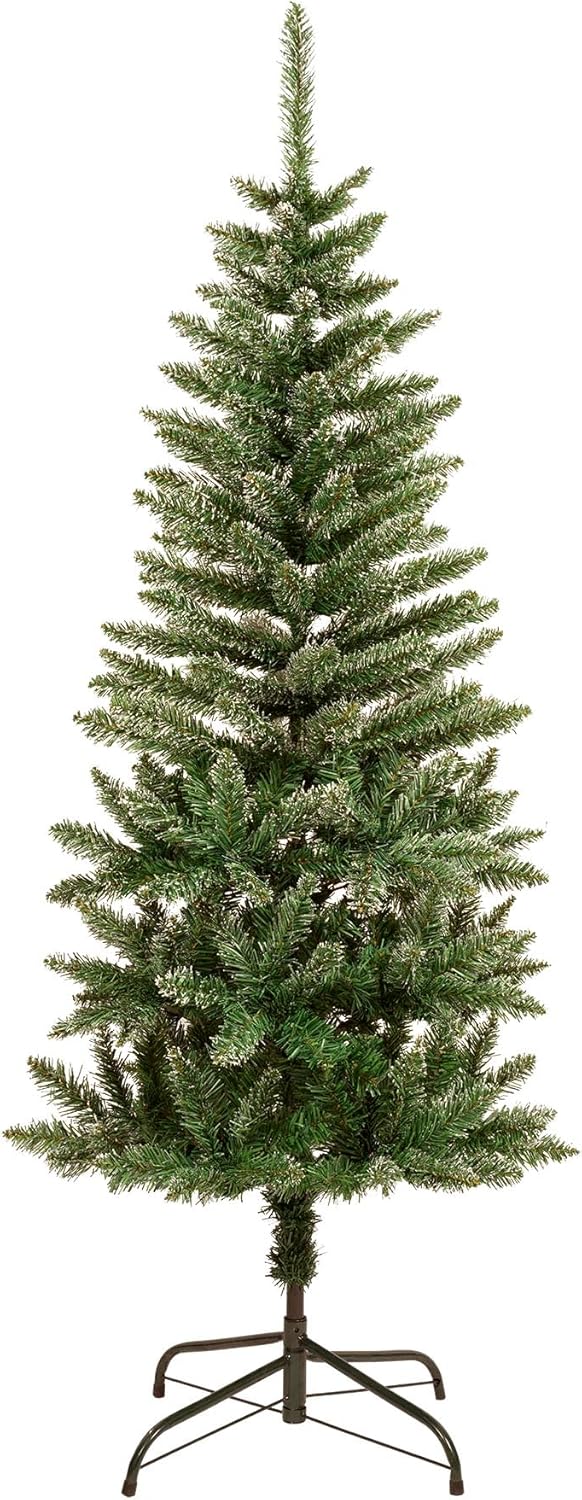 Amazon.com: 5 Feet Hinged Slim Pencil Snow Tipped Artificial Fir ...