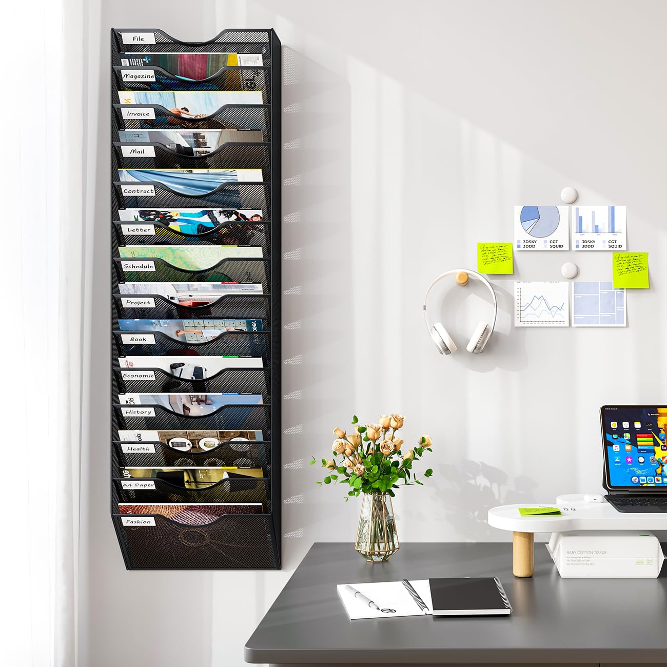 PAG-Mass 14 Pockets Hanging Wall File Organizer, Office Organization ...