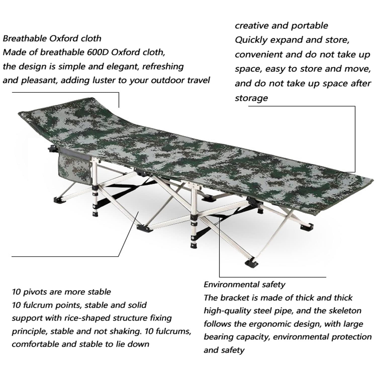 JTWMY Folding Camping Cot, Adults Portable and Lightweight Cots ...