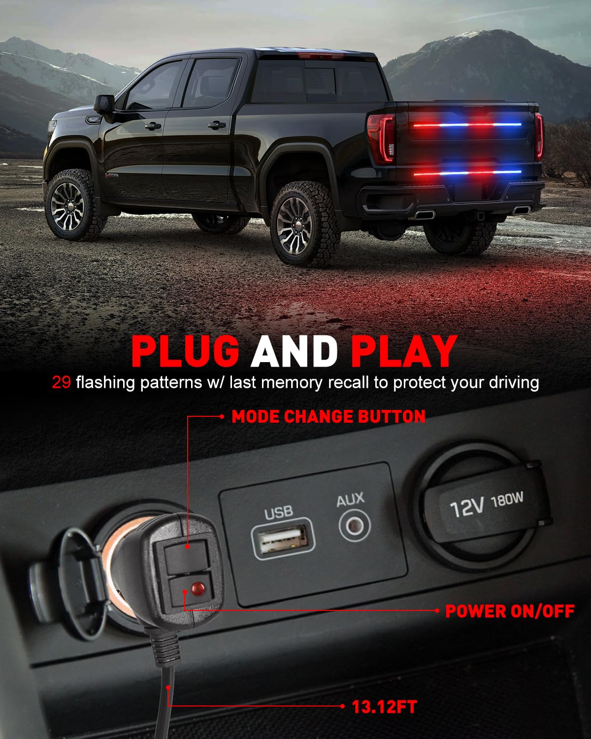 Snapklik.com : HLauto HL035 2PCS 35inch Emergency Strobe Light Strips ...