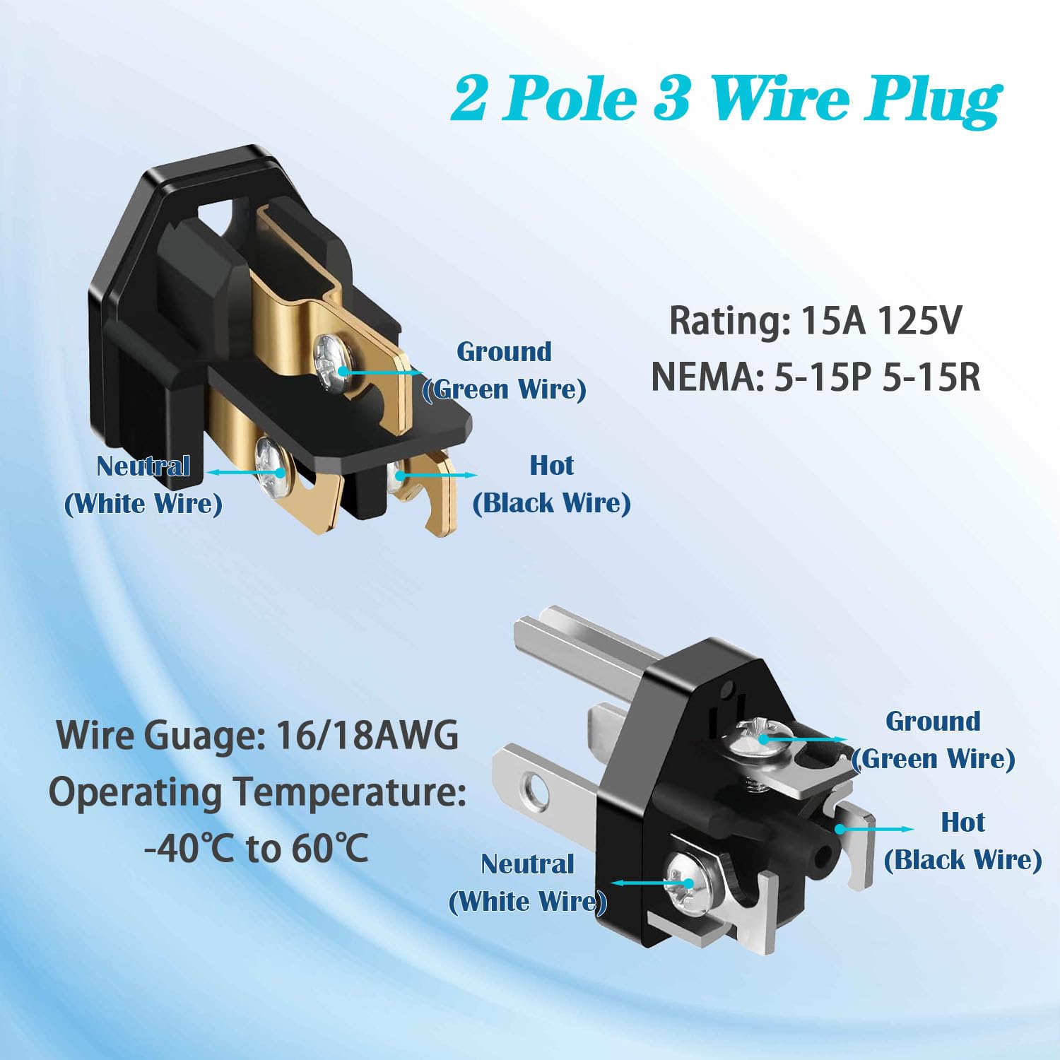 Snapklik.com : 2 Sets Extension Cord Replacement Ends Male And Female 3 ...