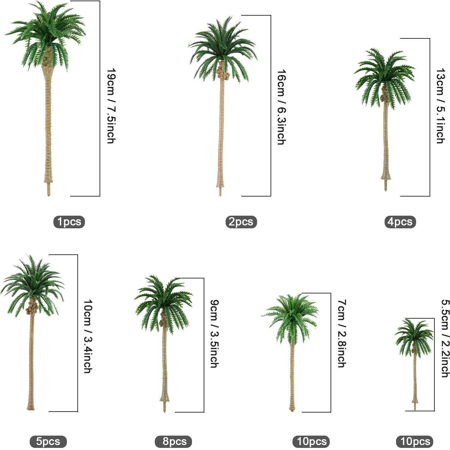 Buy Trounistro 40 Pieces Model Palm Tree Scenery Model Tree Building ...