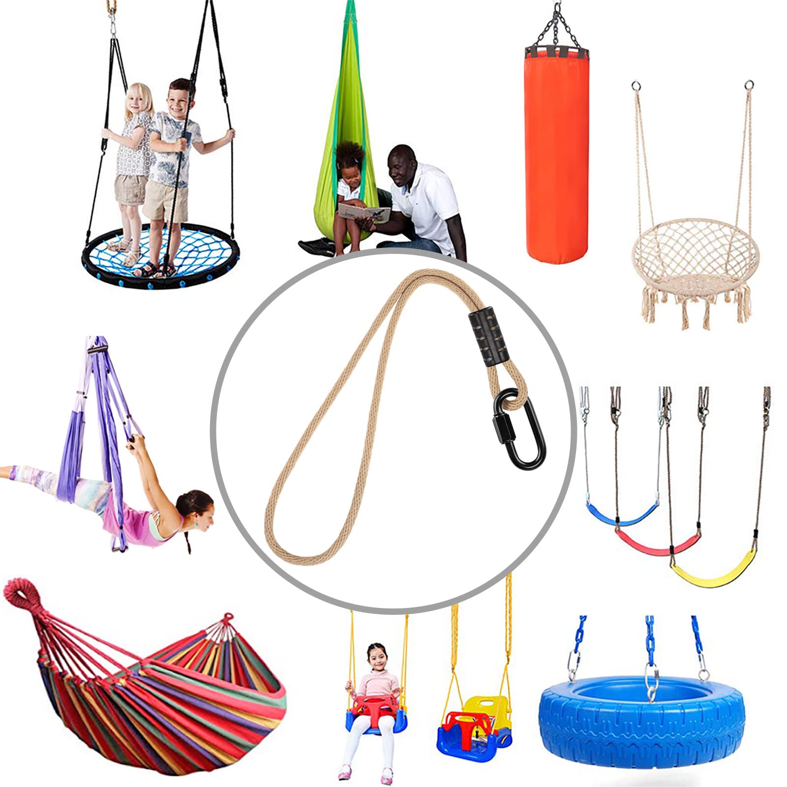 Snapklik.com : SELEWARE Tree Swing Rope Hammock Tree Straps Hanging Kit ...