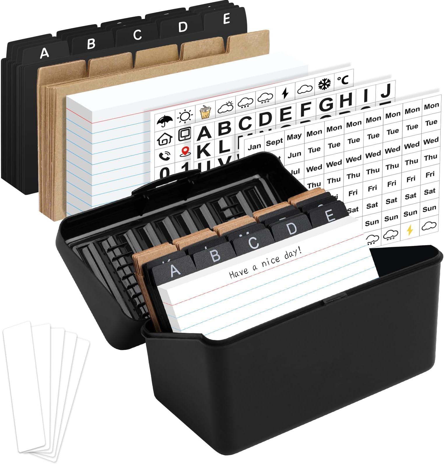 Amazon.com : 3"x5" Index Card Holder Set, Index Card Box Organizer ...