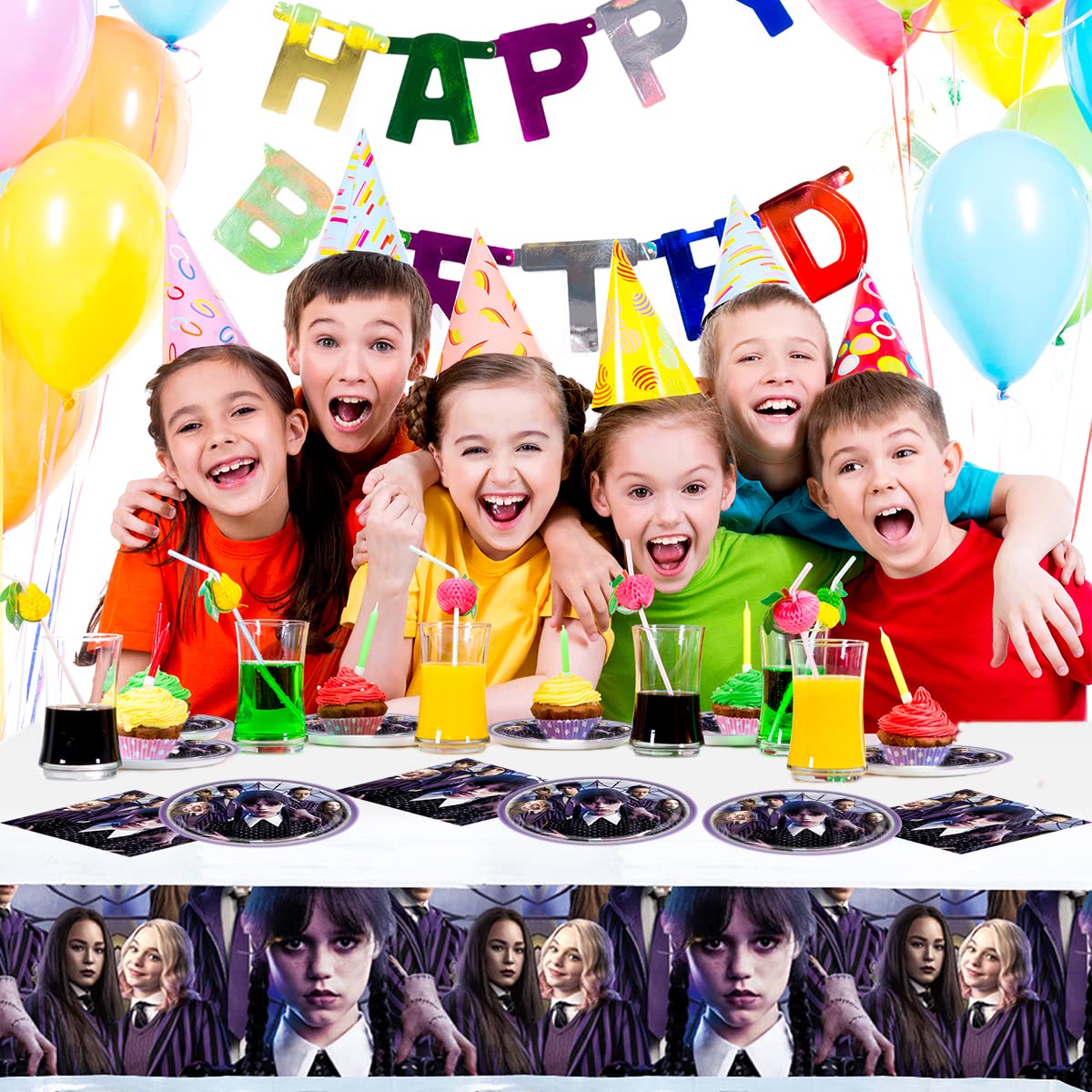 41pcs Wednesday Addams Birthday Party Supplies, 20 Plates + 20 Napkin ...