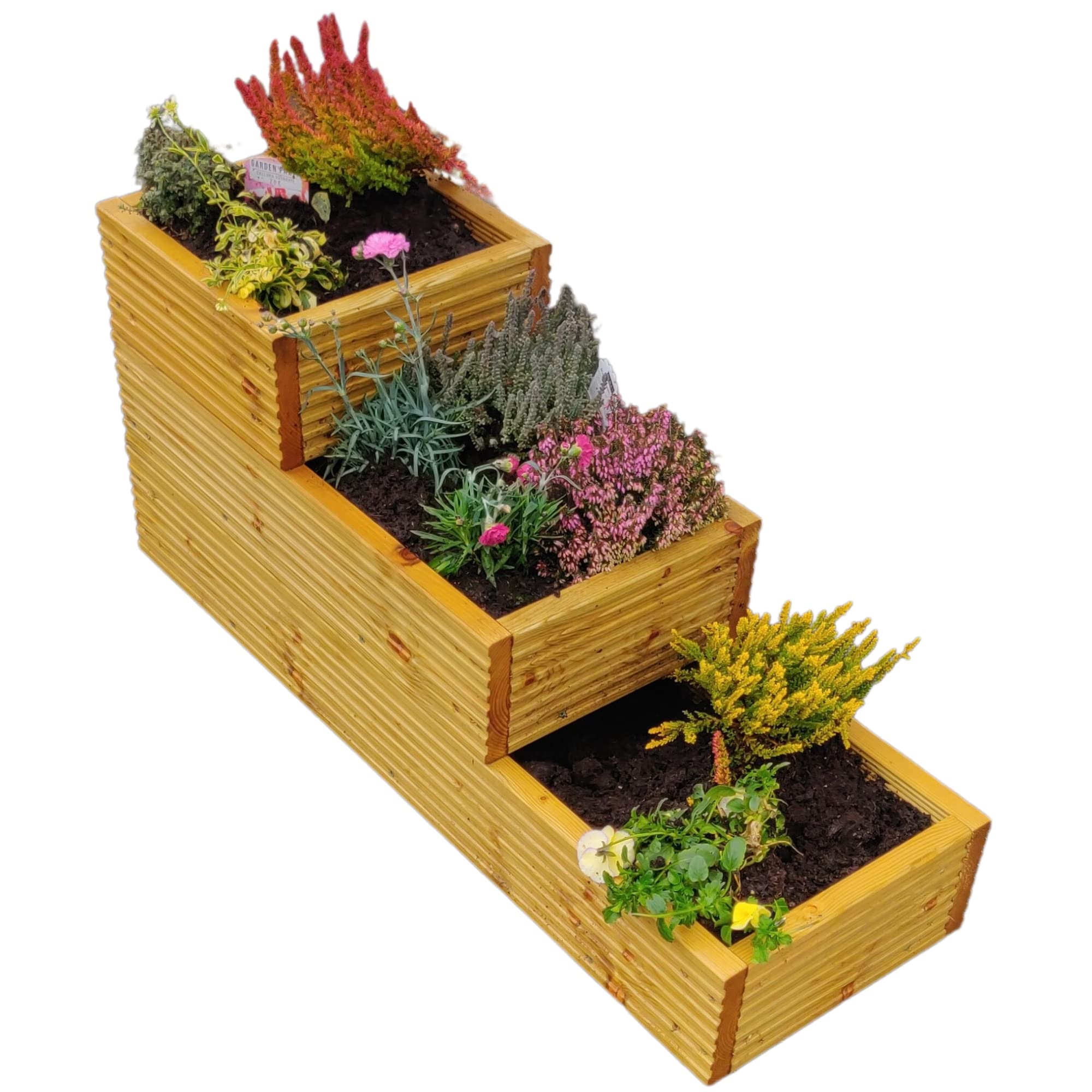 Mourne Wood Commedagh Large 3 Tiered Wooden Planter: Planters Outdoor ...