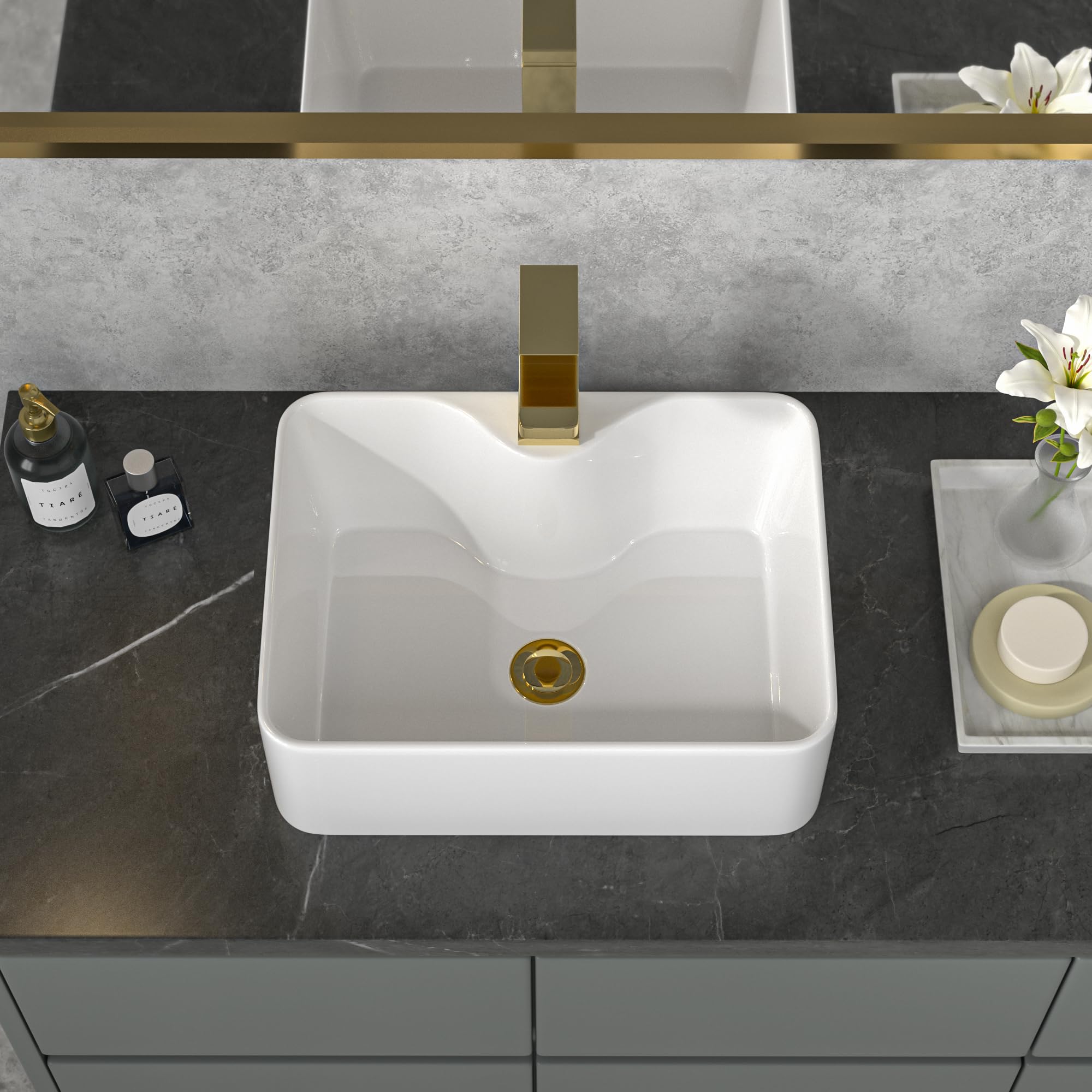 Sarlai Vessel Sink Rectangular - 19"x15" Modern Bathroom Vessel Sink ...