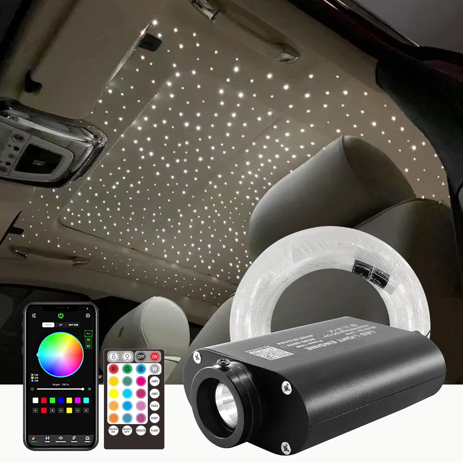 ATOKEE Starlight Headliner Kit Mixed 500pcs 9.8ft, 16W Sound Activated ...