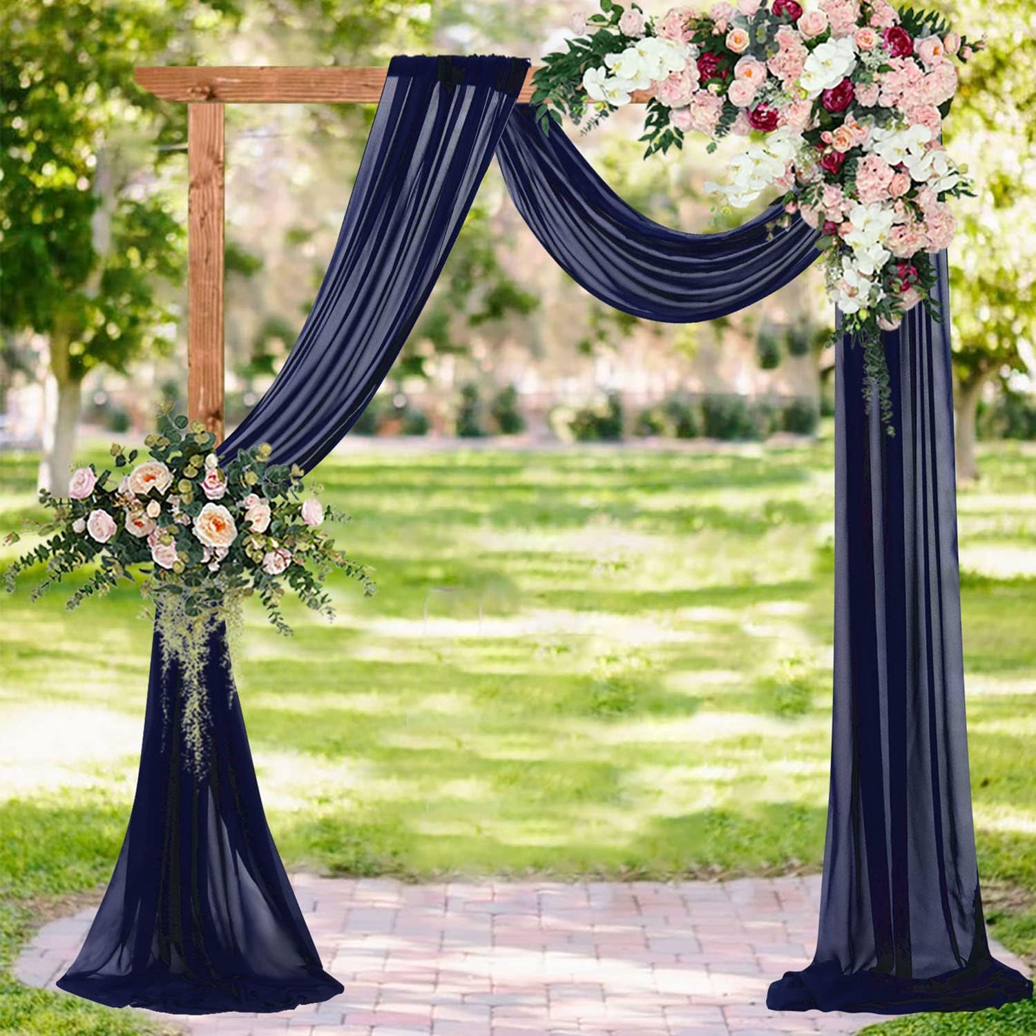 Amazon.com : FOTSHARER Wedding Arch Draping Fabric Navy Blue 20FT 2 ...