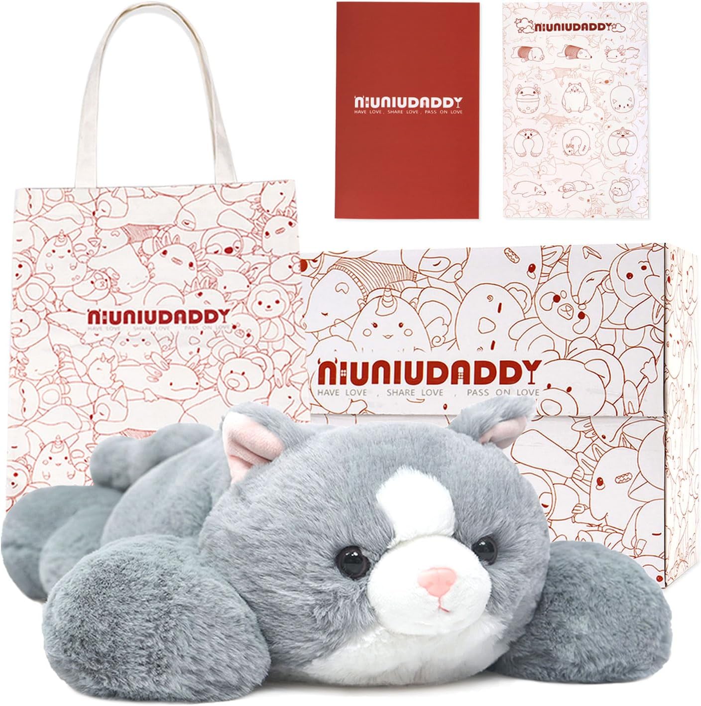 Amazon.com: Niuniu Daddy Weighted Stuffed Animals for Anxiety, 3.3lbs Weighted Cat Plushies Toy ...