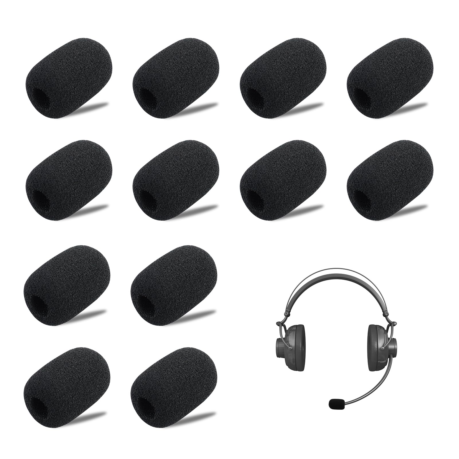 12 Pcs Headset Microphone Foam Covers, Head Mic Foam Cover, Dead Cat ...