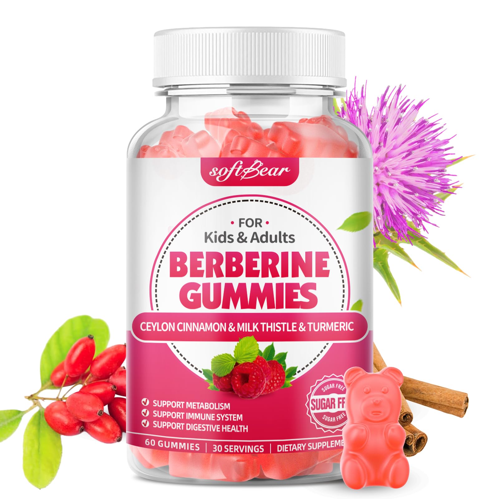 Amazon.com: softber Berberine Gummies, Organic Berberine 1500mg with ...