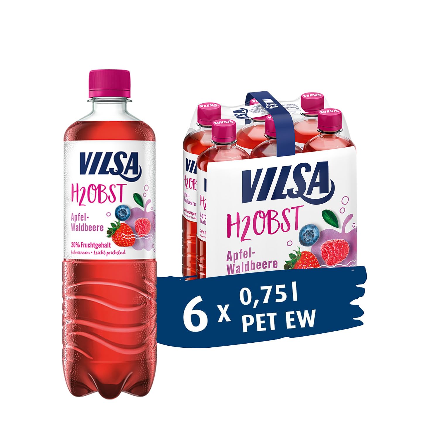VILSA H2Obst Apfel-Waldbeere, 6 x 0,75 l PET : Amazon.de: Lebensmittel ...