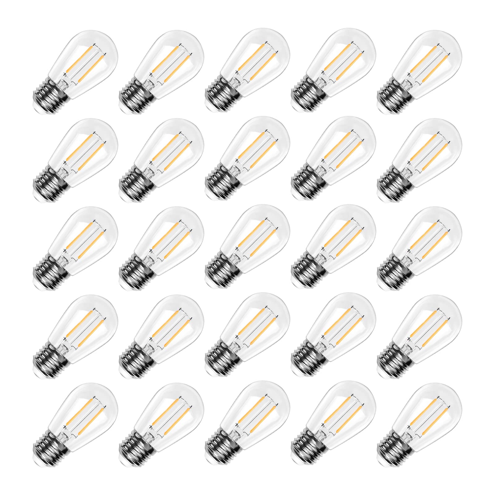 Spacelumen 25 Pack 2W E27 Screw Plastic S14 LED Light Bulb ...