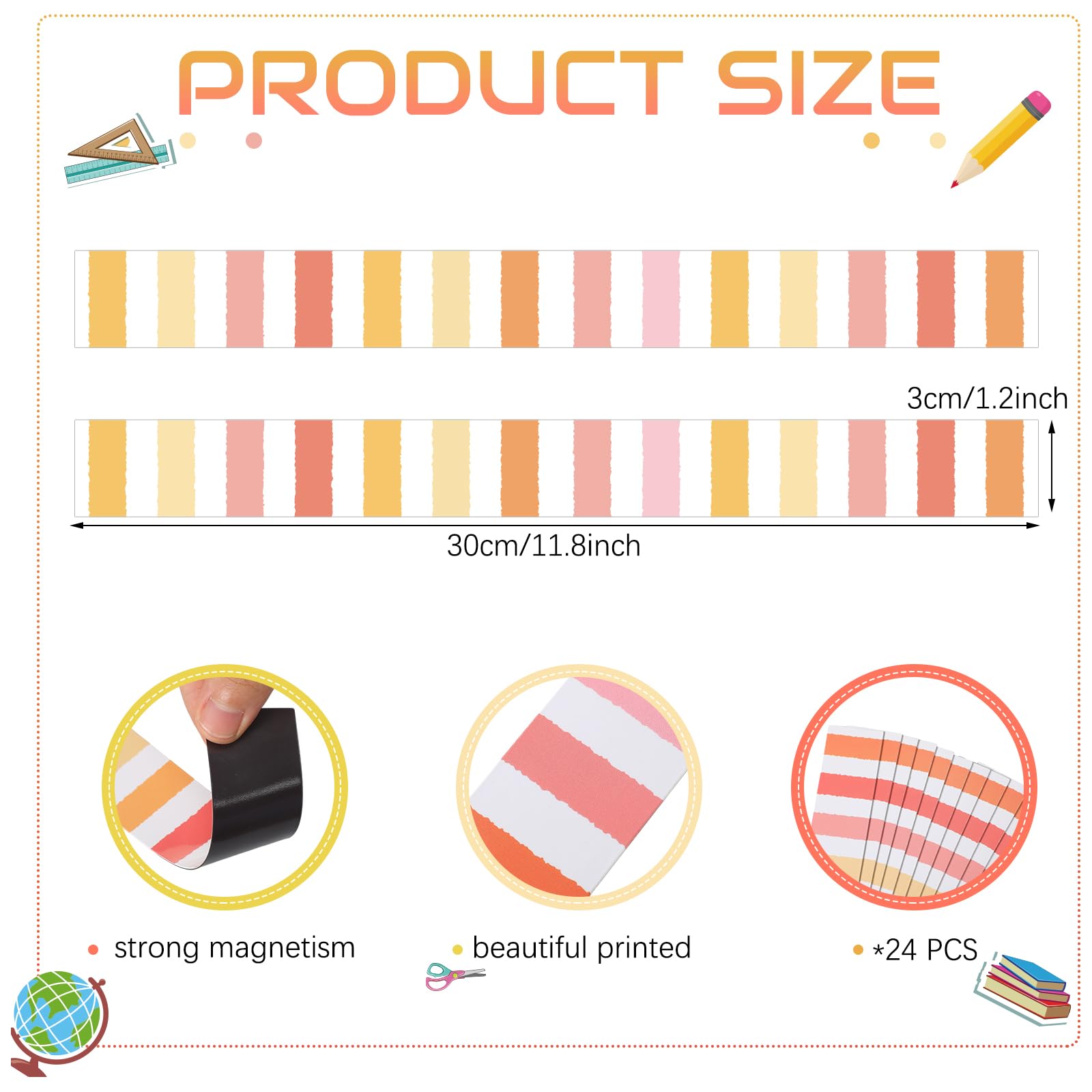 Snapklik.com : Qeeenar 24 Pcs Magnetic Borders For Classroom Whiteboard ...