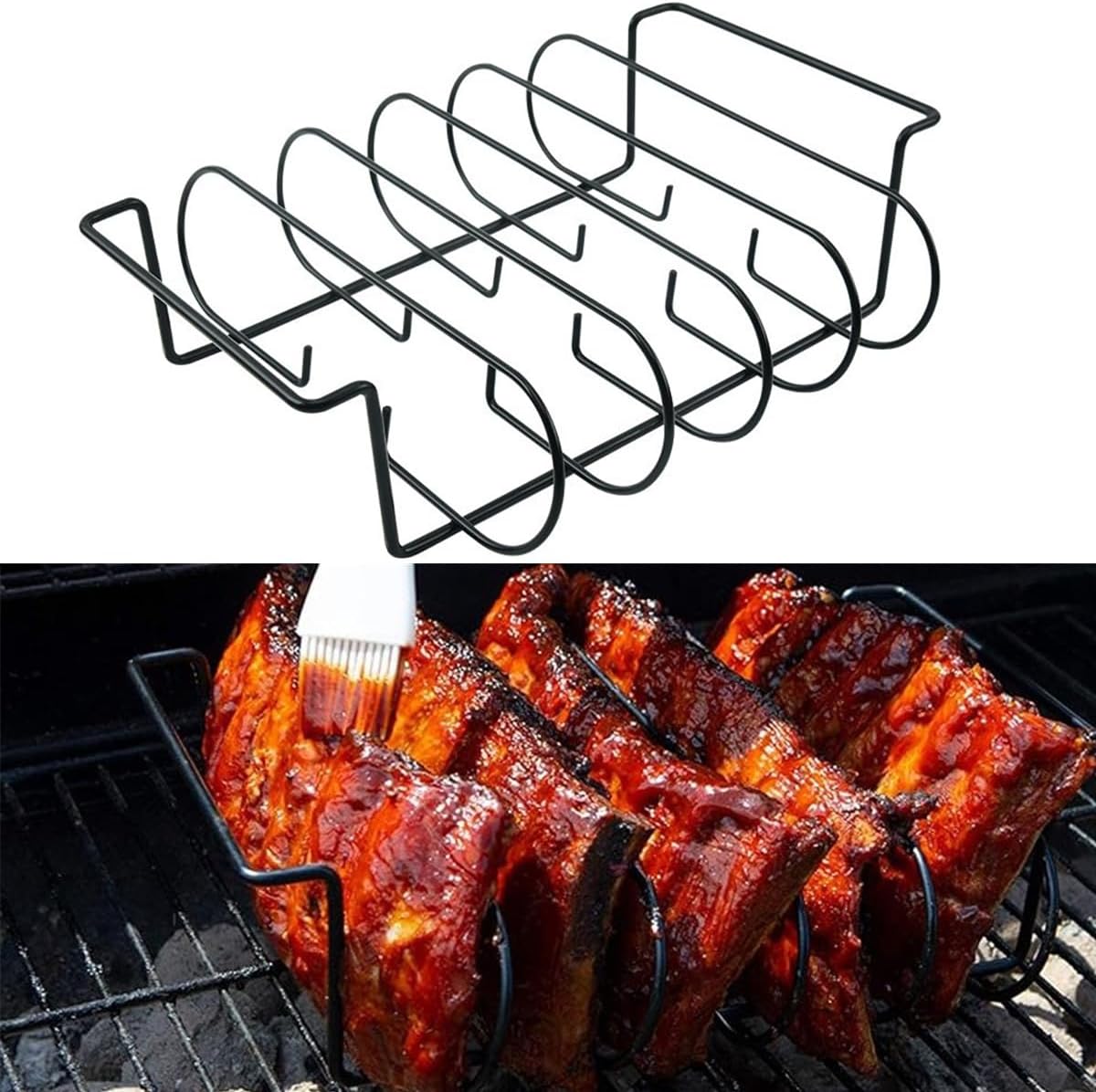 Amazon.com : GOHRAI Non-Stick Stainless Steel Rib Rack for Smoking and ...